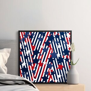 4th of July Seamless Pattern, Patriotic Digital Paper, Red White Blue ...