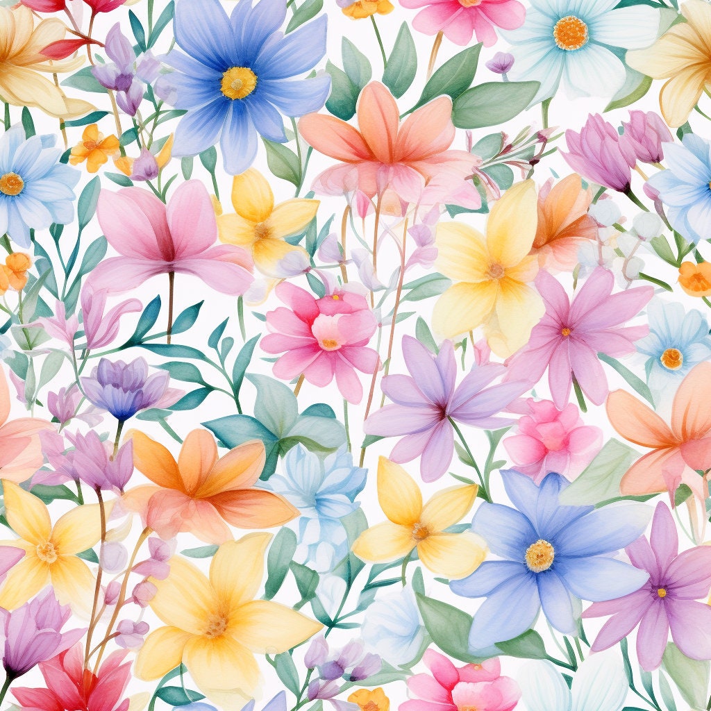 Seamless Pattern Floral, Pastel Color, - Etsy