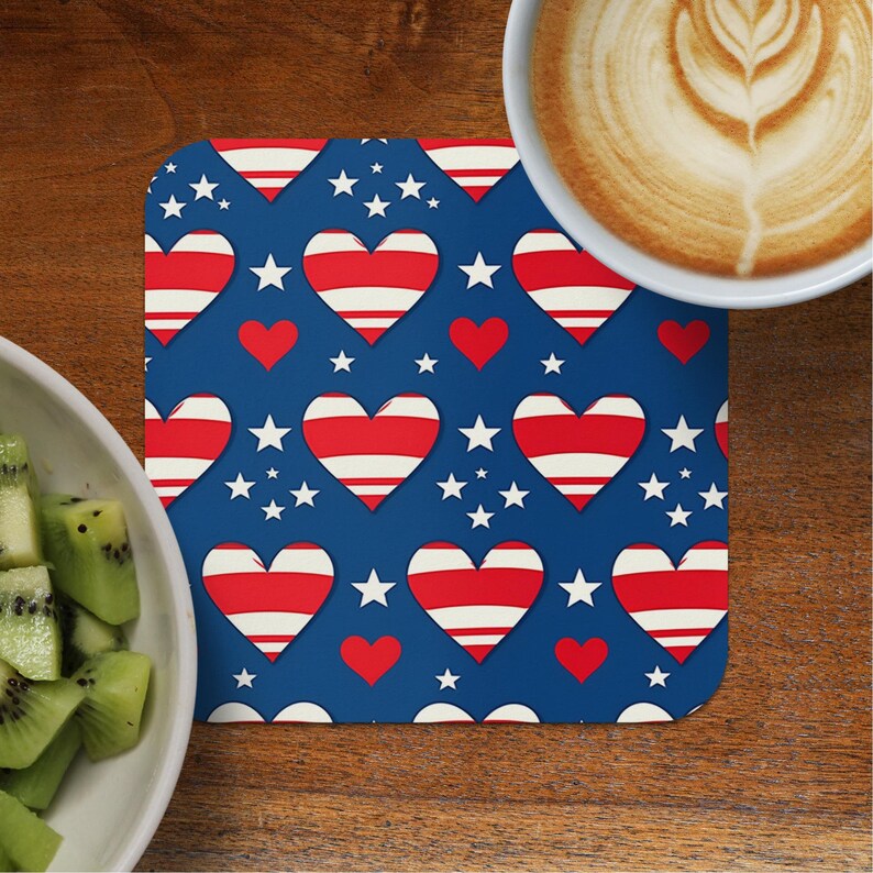 Patriotic Heart Seamless Pattern: 4th July USA Flag (JPG Digital ...