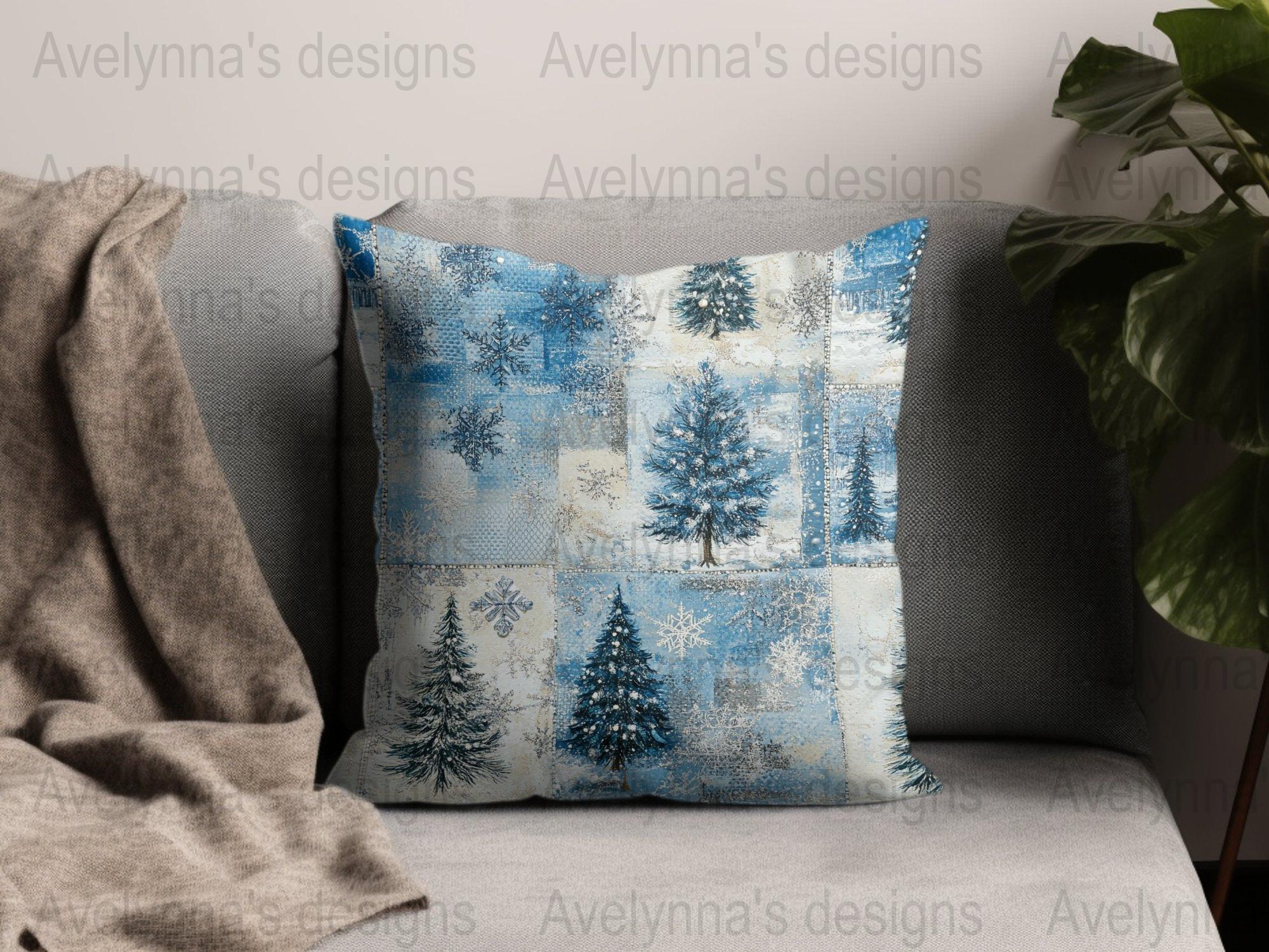 Winter Wonderland Digital Paper Blue and White Christmas Tree ...