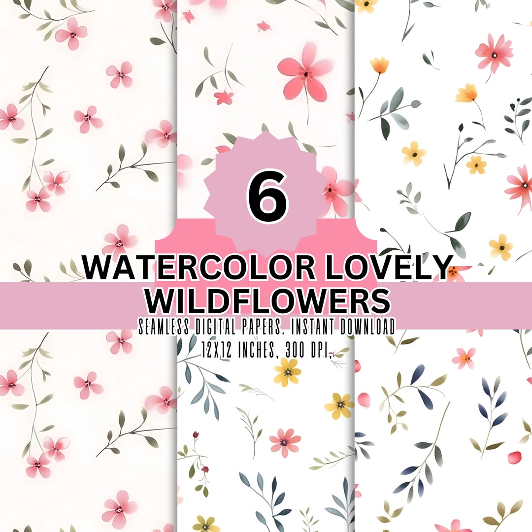 Watercolor Wildflowers Digital Paper: Seamless Floral Pattern (digital ...