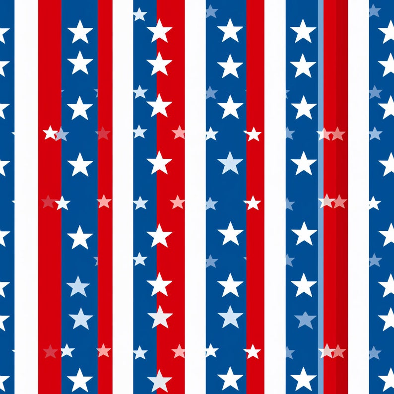 4th of July Seamless Pattern, Patriotic Digital Paper, Stars and ...