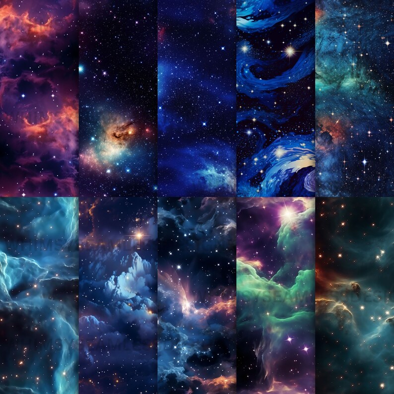 Galaxy Clouds Seamless Pattern,galaxy Clouds Digital Paper,galaxy ...
