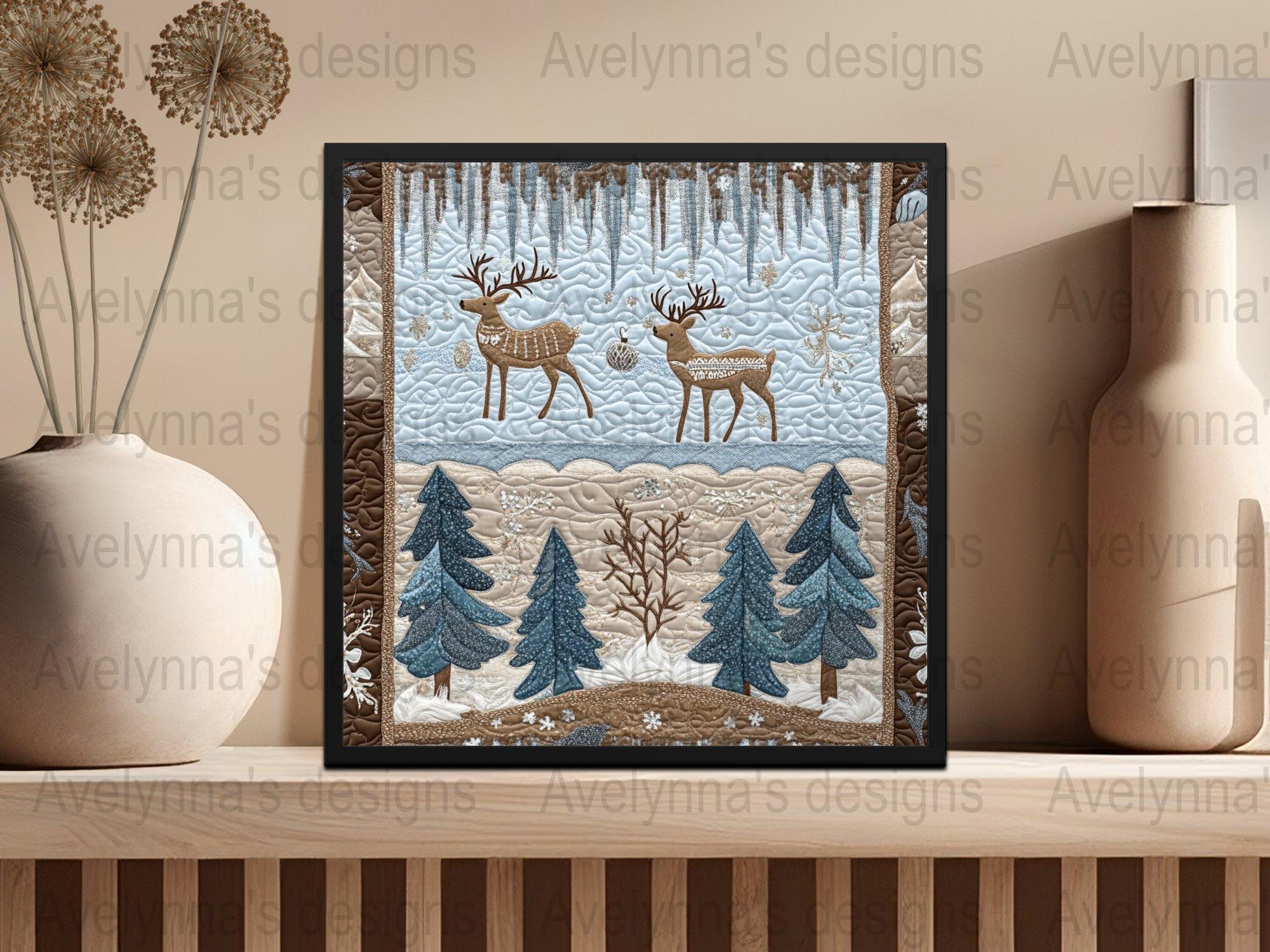 Winter Wonderland Digital Paper Set Reindeer Trees Snowflakes, Winter ...