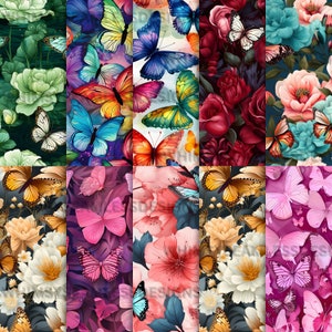 Watercolor Butterflies & Flowers Seamless Pattern,junk Journal Papers ...