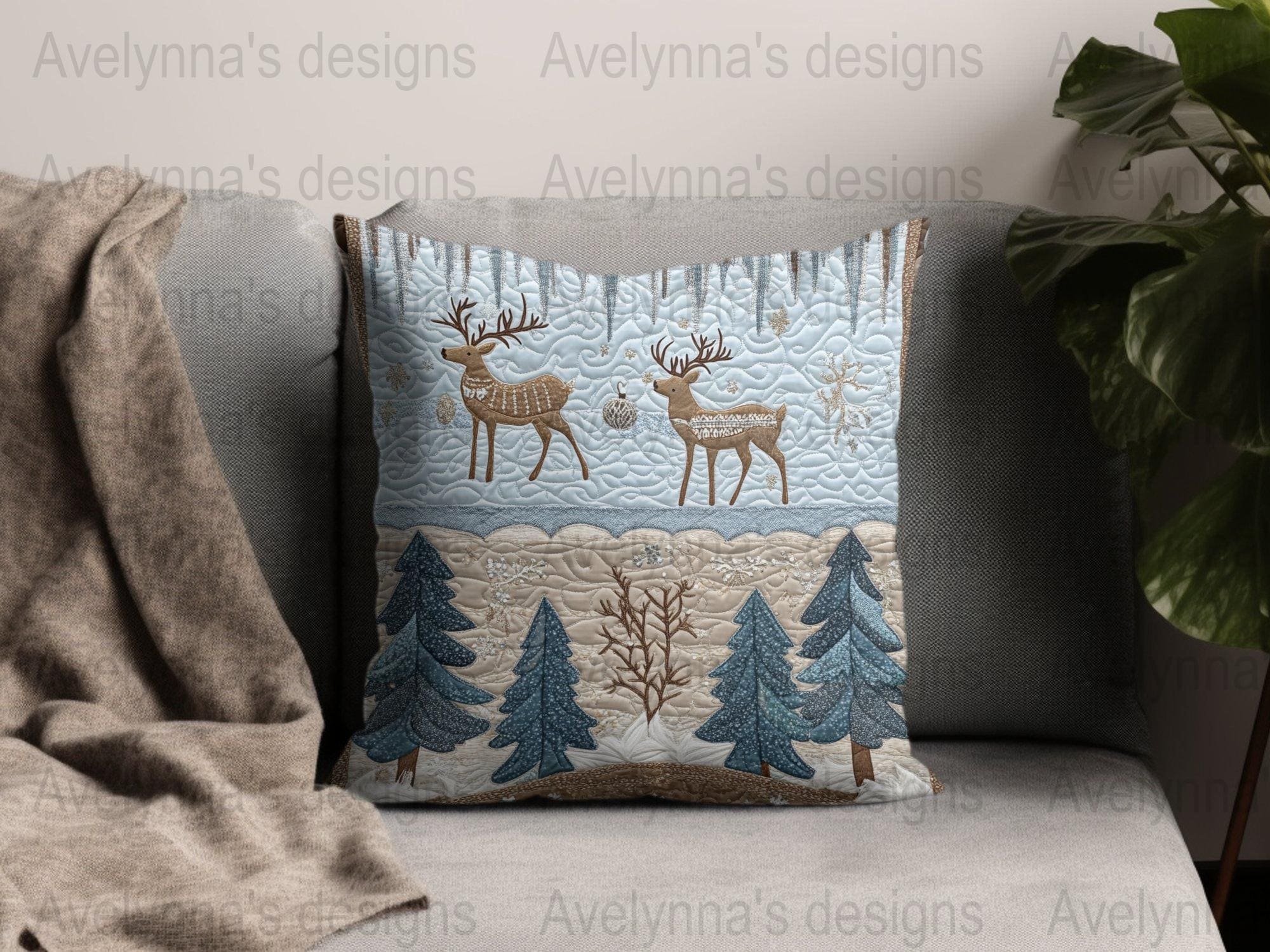 Winter Wonderland Digital Paper Set Reindeer Trees Snowflakes, Winter ...