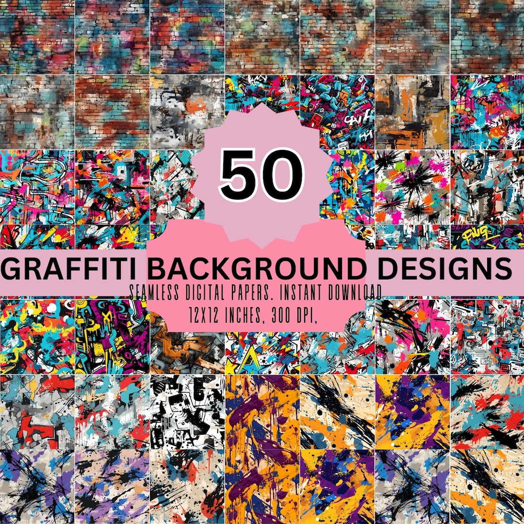 50+ Graffiti Designs,graffiti Patterns Digital Paper,graffiti Art ...