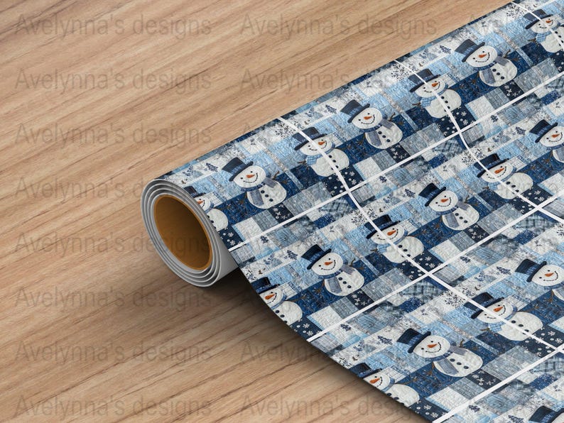 Winter Snowmen Digital Paper Pack: Blue Snowflake Patterns (digital ...