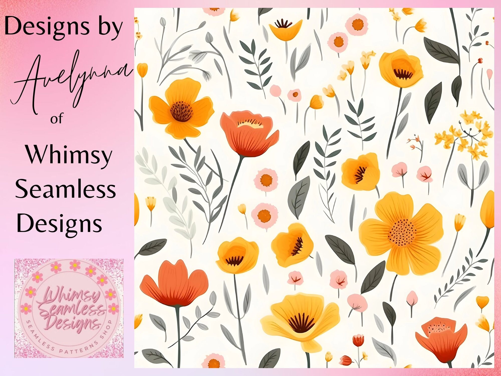Watercolor Floral Digital Paper: Orange & Yellow Flowers (PNG) - Etsy