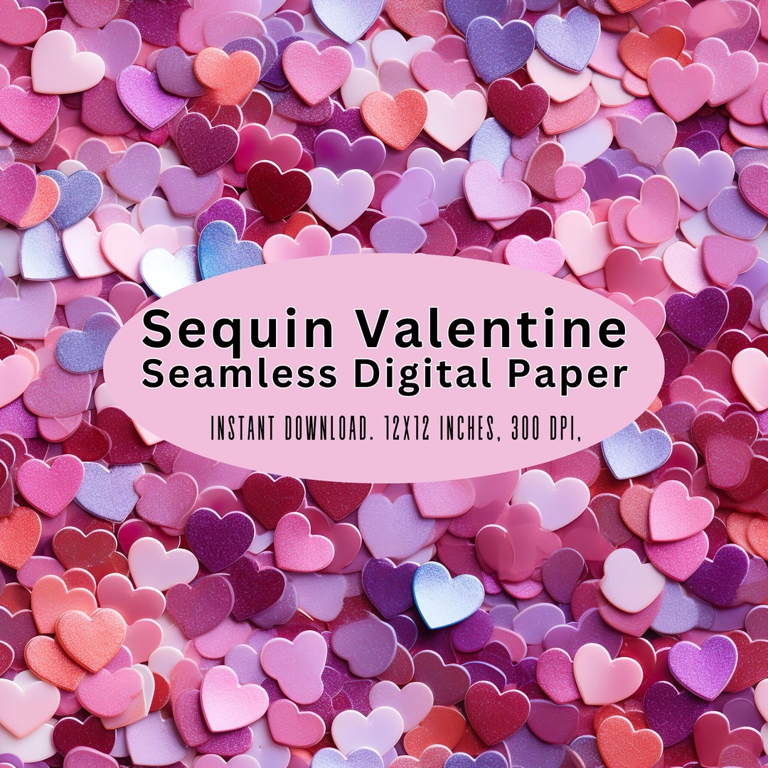 Sequin Heart Valentine Digital Paper: Seamless Pattern (digital ...