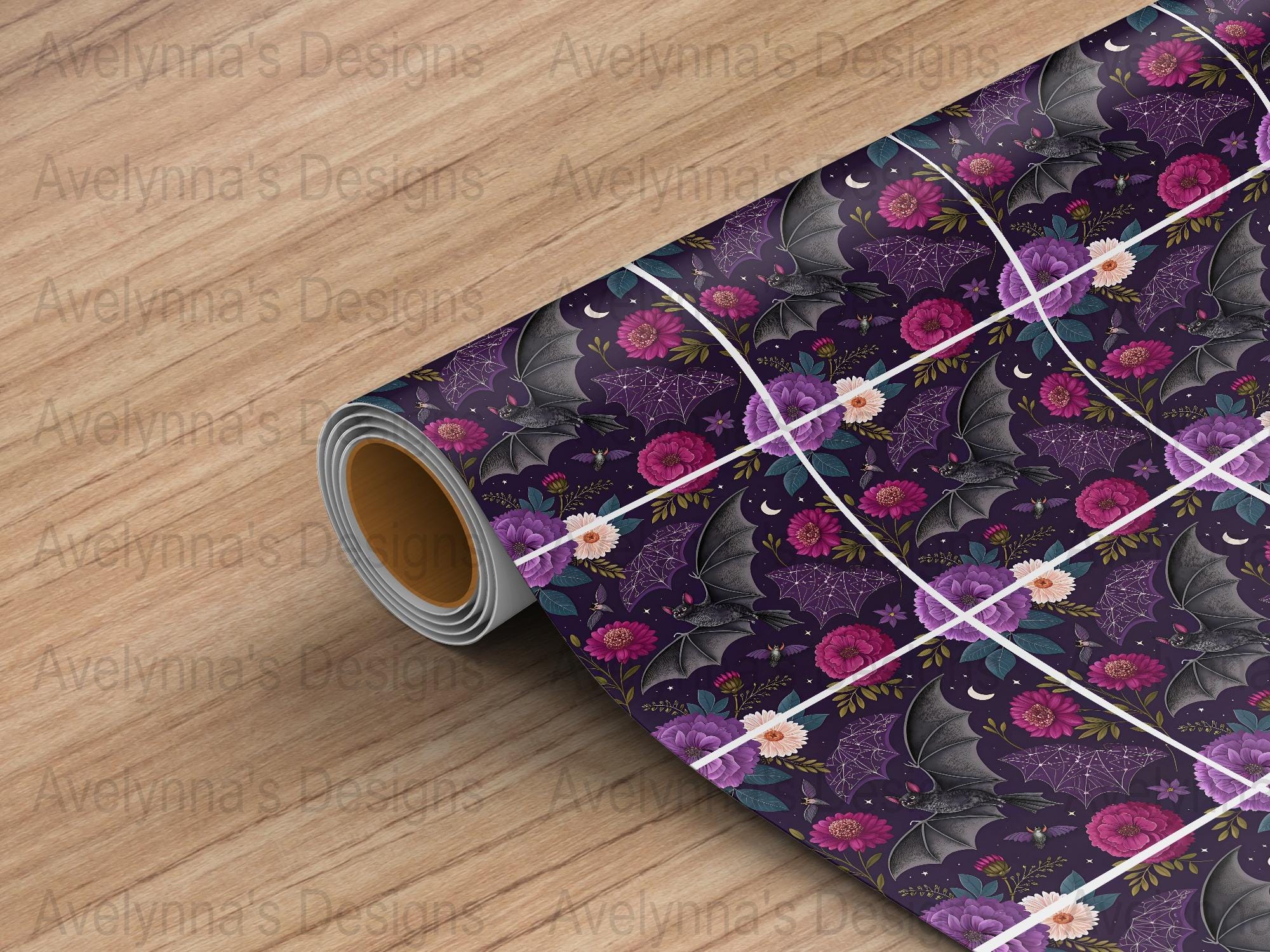 Gothic Floral Bat Seamless Patterns for Designers, Digital Papers ...