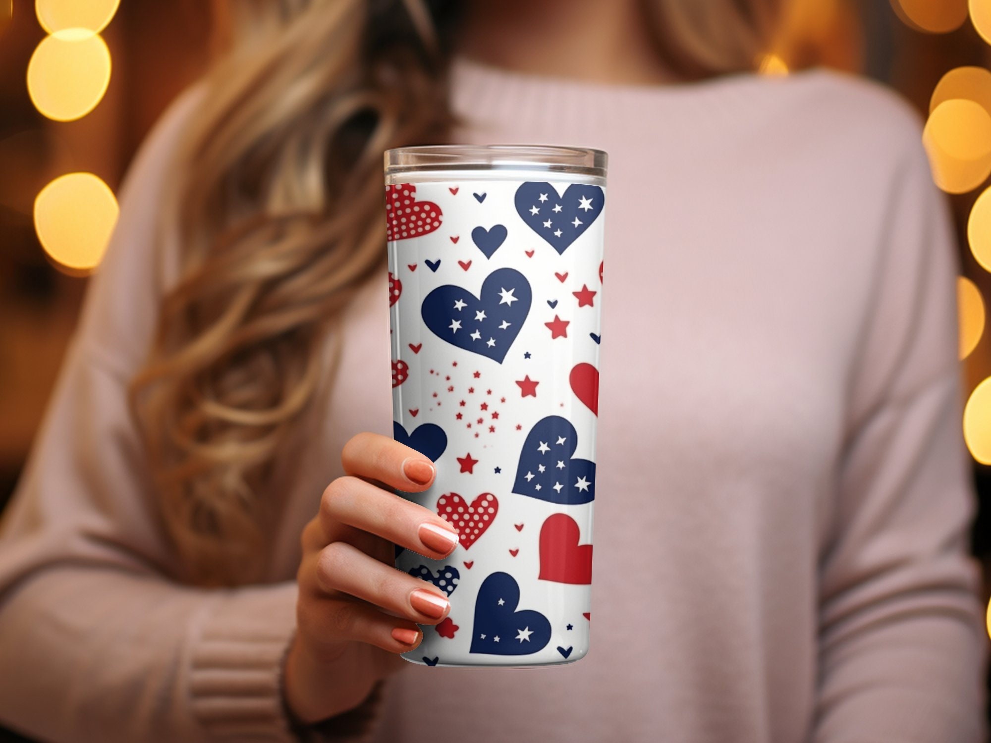 4th of July Seamless Pattern, Patriotic Heart and Stars Digital Paper ...