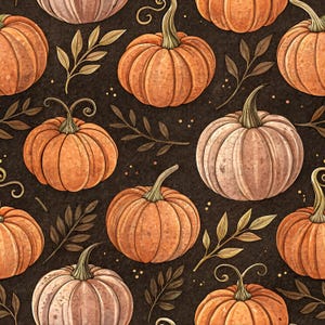 Pumpkin Fall Digital Seamless Pattern: Autumn Print-on-demand (digital ...