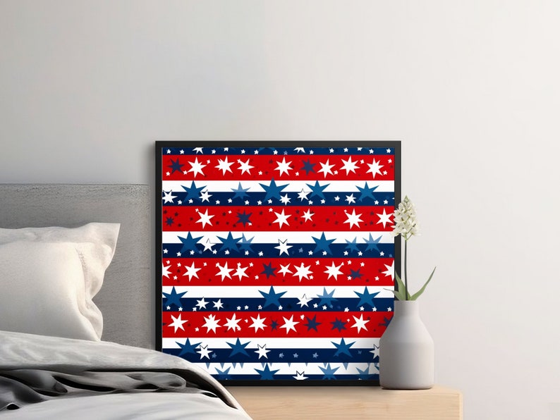 4th of July Seamless Pattern, Patriotic Stars and Stripes, Digital ...