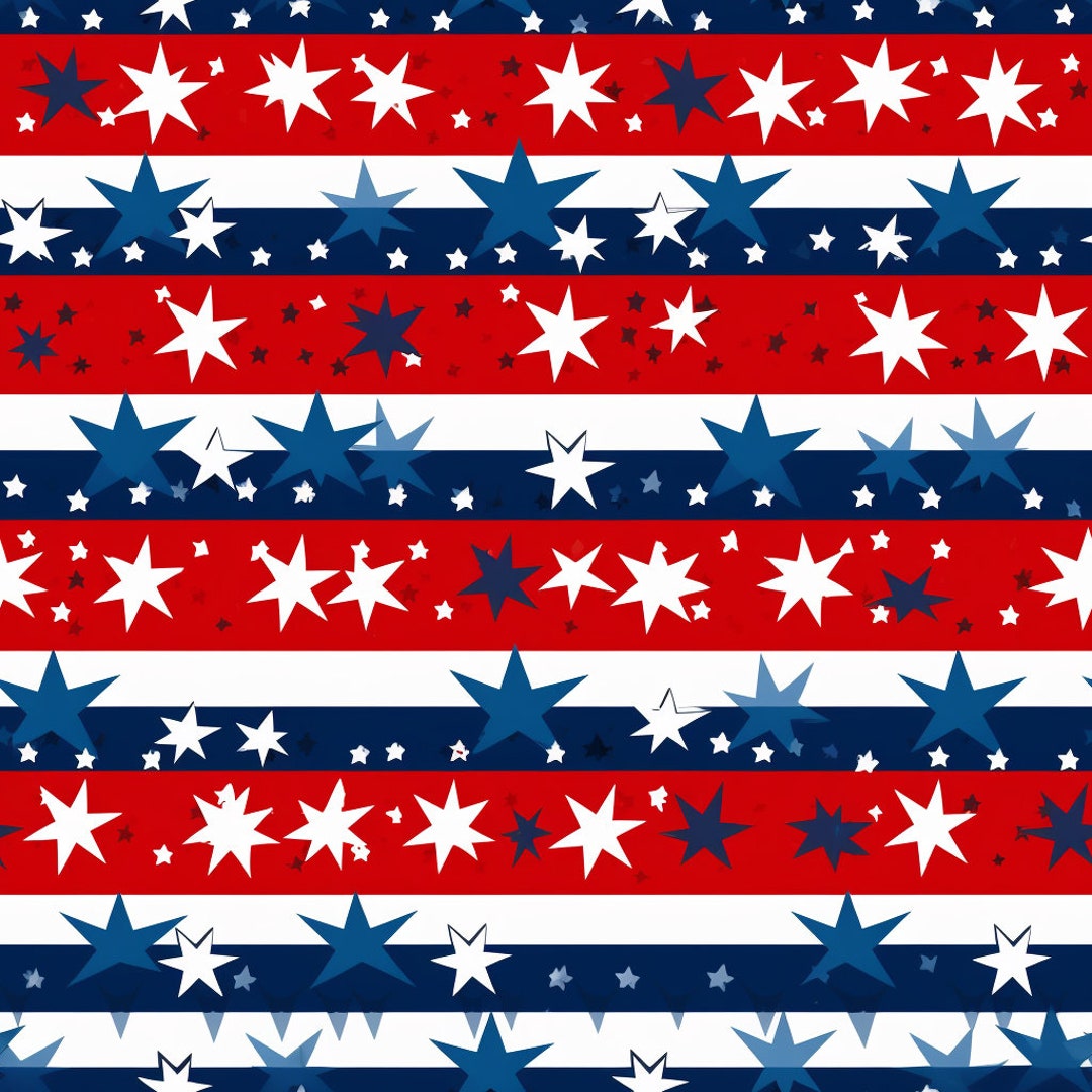 4th of July Seamless Pattern, Patriotic Stars and Stripes, Digital ...