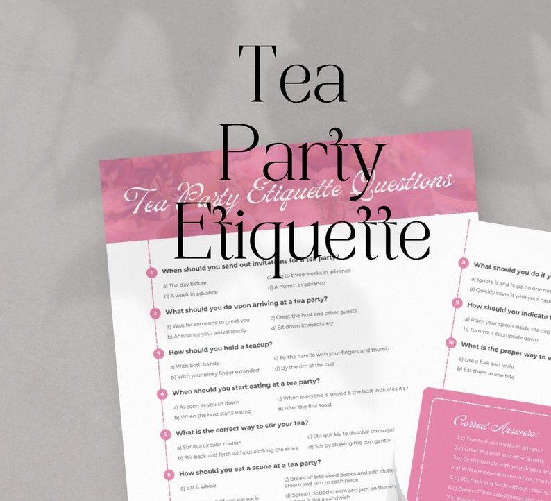 Printable Tea Party Etiquette Game Instant Download for Tea Lovers - Etsy