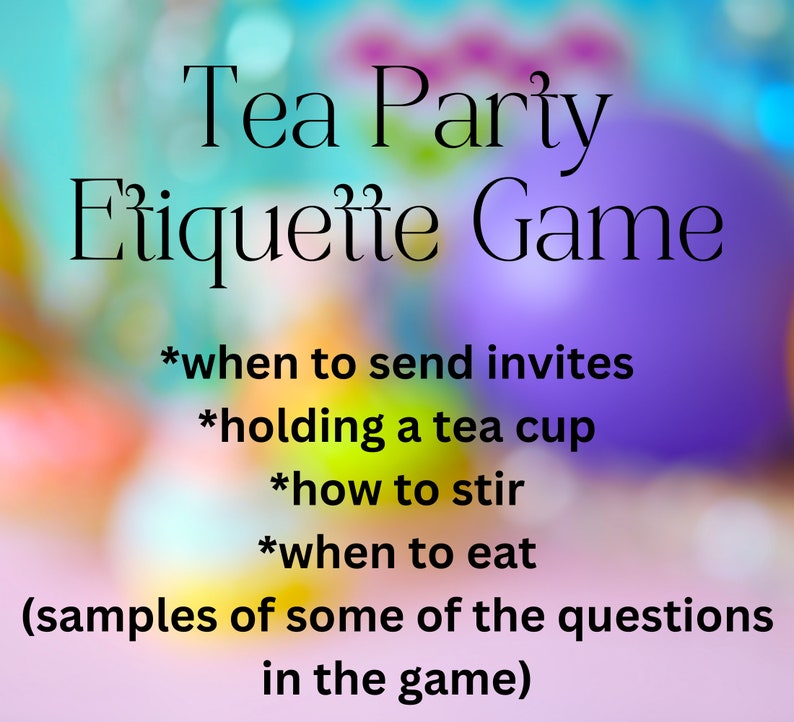 Printable Tea Party Etiquette Game Instant Download for Tea Lovers - Etsy