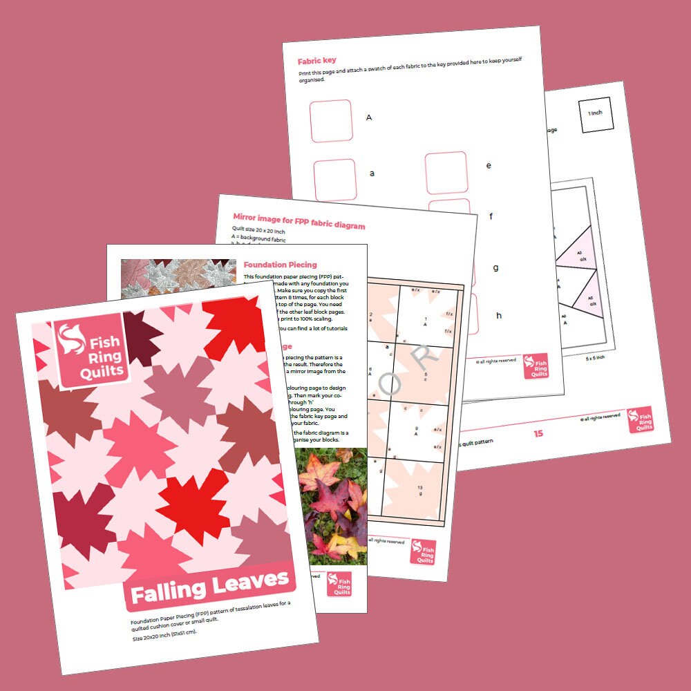 Tessellation Leaf FPP Quilt Pattern - PDF - Repeating Motif Falling ...