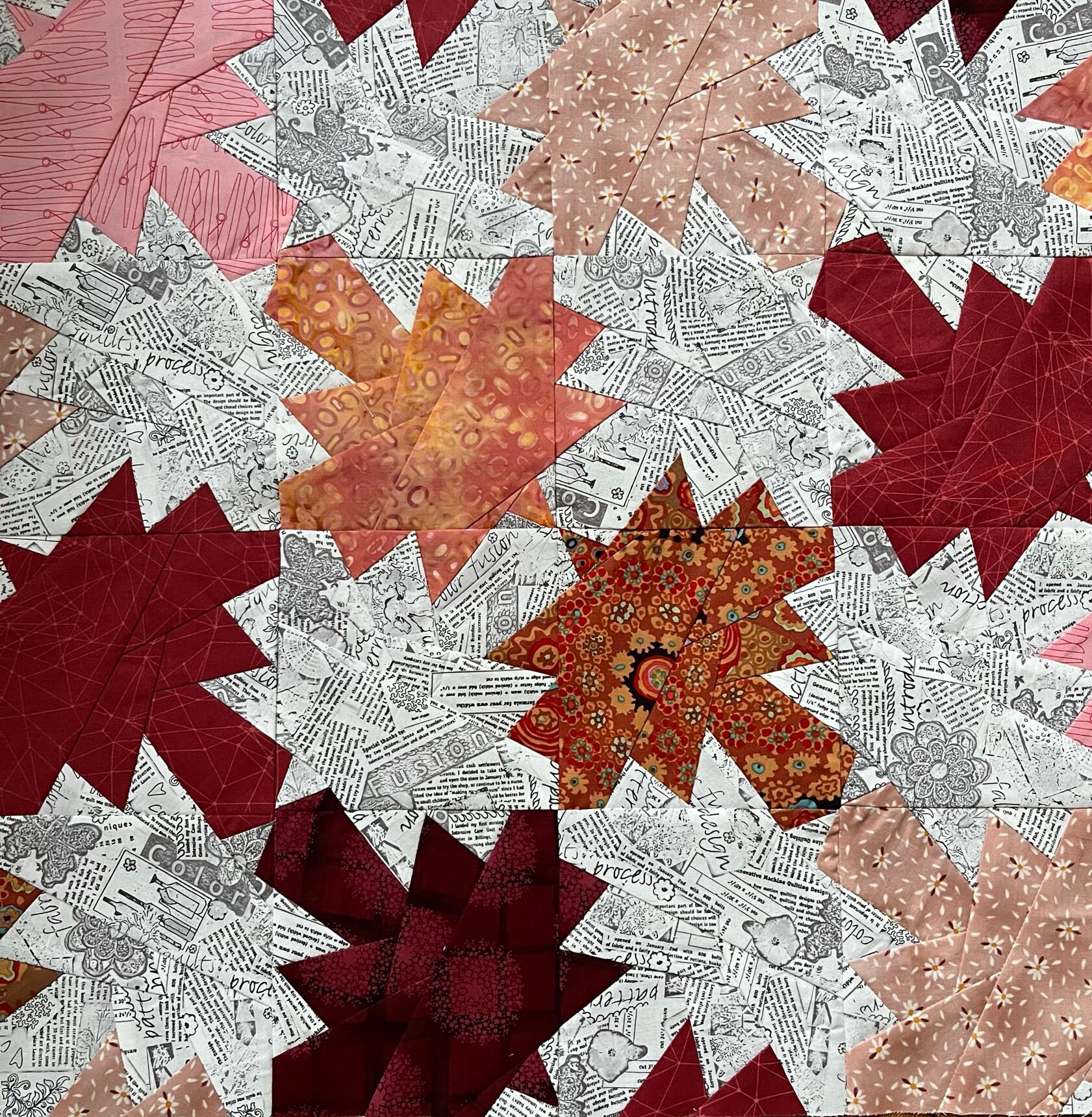 Tessellation Leaf FPP Quilt Pattern - PDF - Repeating Motif Falling ...