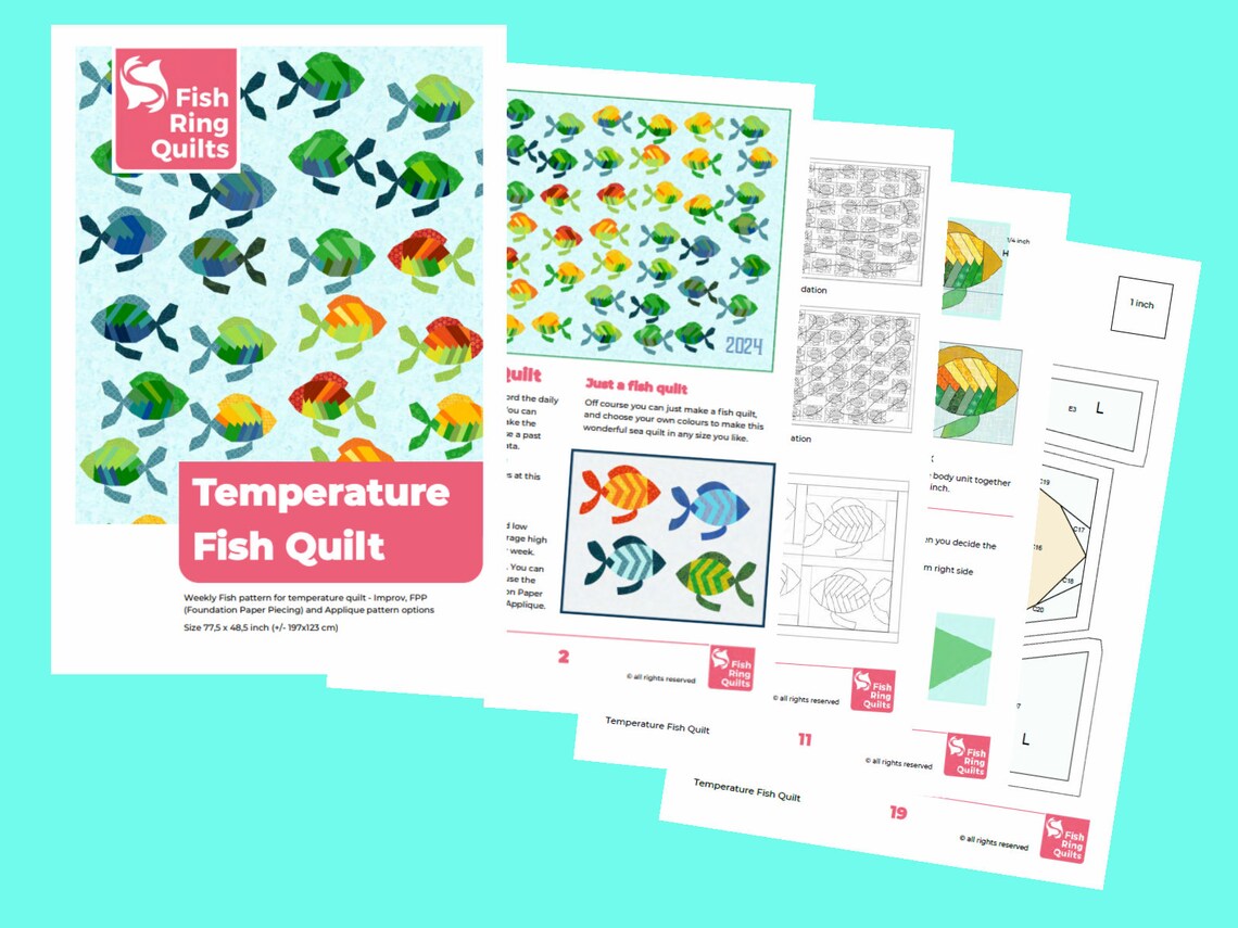 Temperature Fish Quilt Pdf-pattern for FPP Foundation Paper Piecing ...