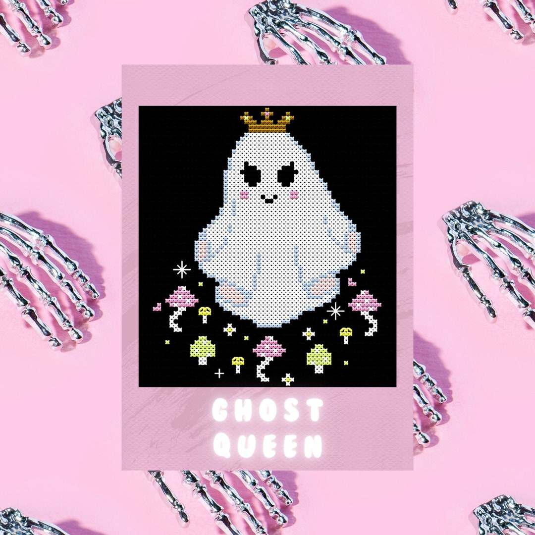Ghost Queen Cross Stitch Pattern - Cute Spooky Halloween (digital PDF ...