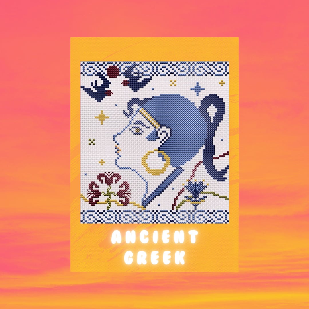 Ancient Greek Cross Stitch Pattern Digital PDF - Santorini, Akrotiri ...