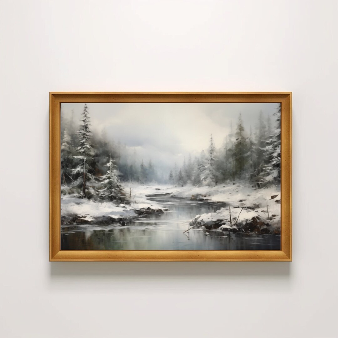 Printable Snowy Winter Print, Vintage Winter Print, Vintage Farmhouse ...