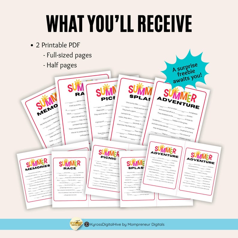 5 Printable Summer Mad Libs, Summer Mad Libs Activity Games, Summer Mad ...