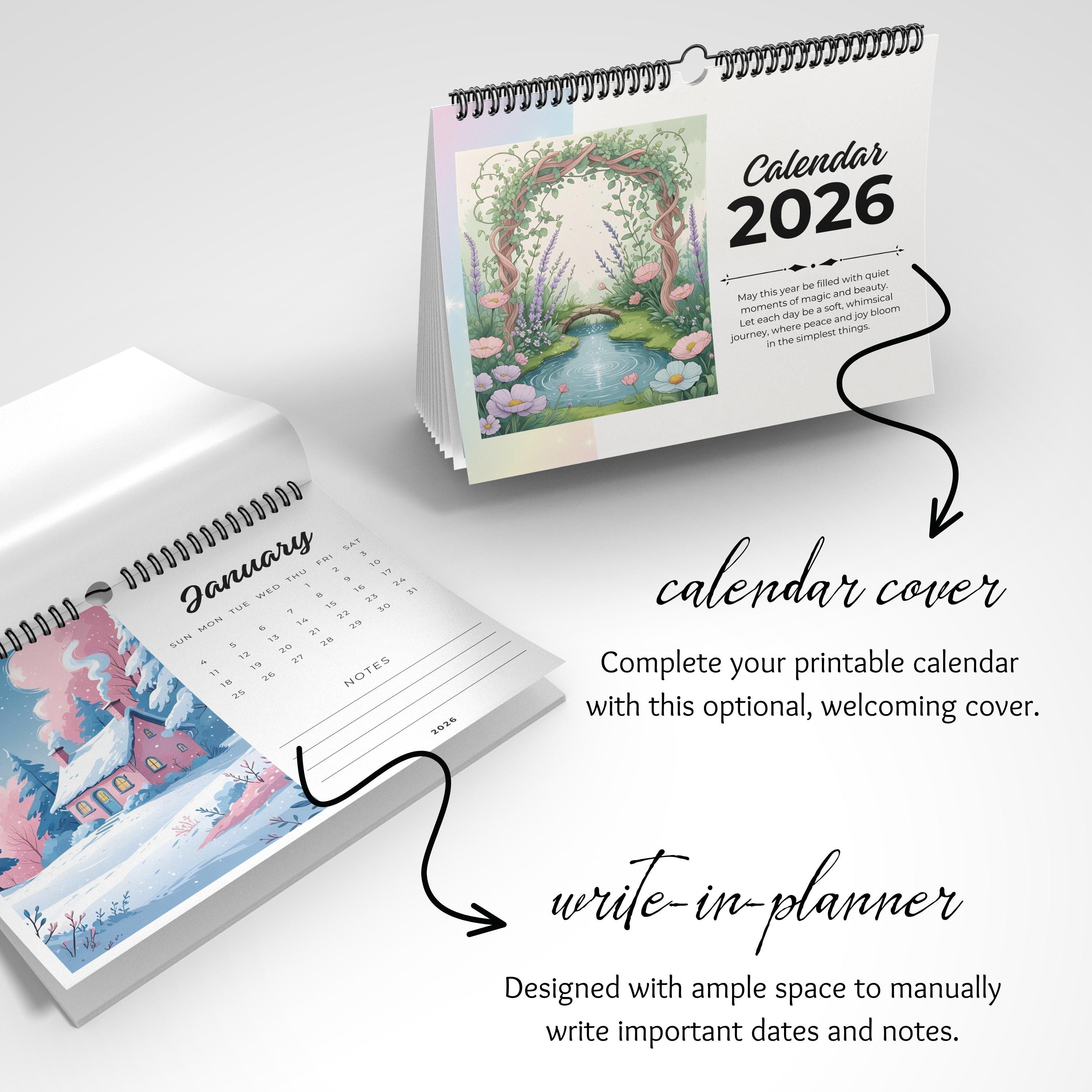 Printable 2026 Whimsical Pastel Calendar, Seasonal Monthly Planner - Etsy