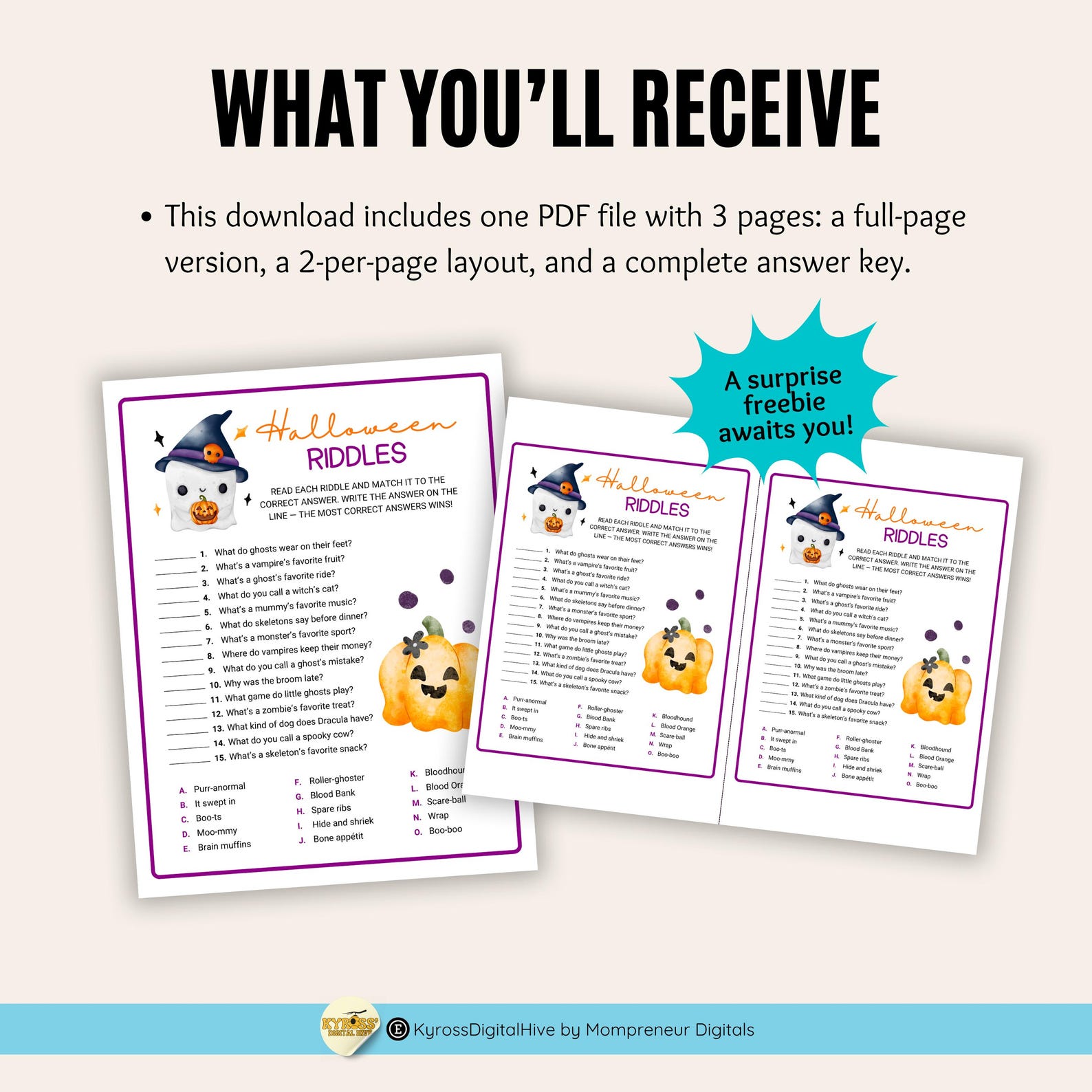 Printable Halloween Riddles Game: Family Party Trivia (instant Download ...