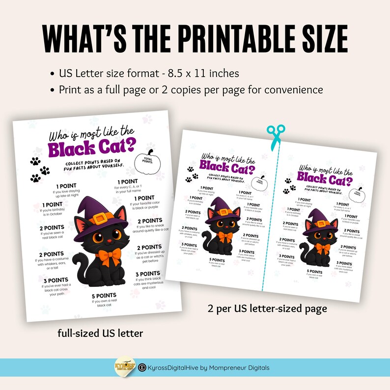 Printable Halloween Party Game, Who is Most Like the Black Cat Game ...