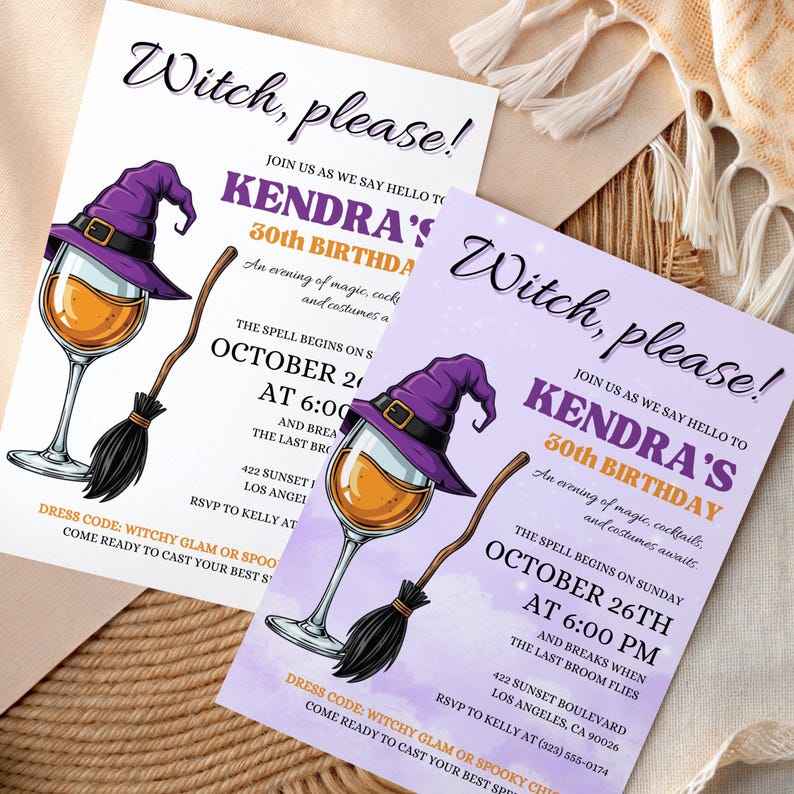 Editable Witch Please Birthday Invitation, Halloween Costume Party ...