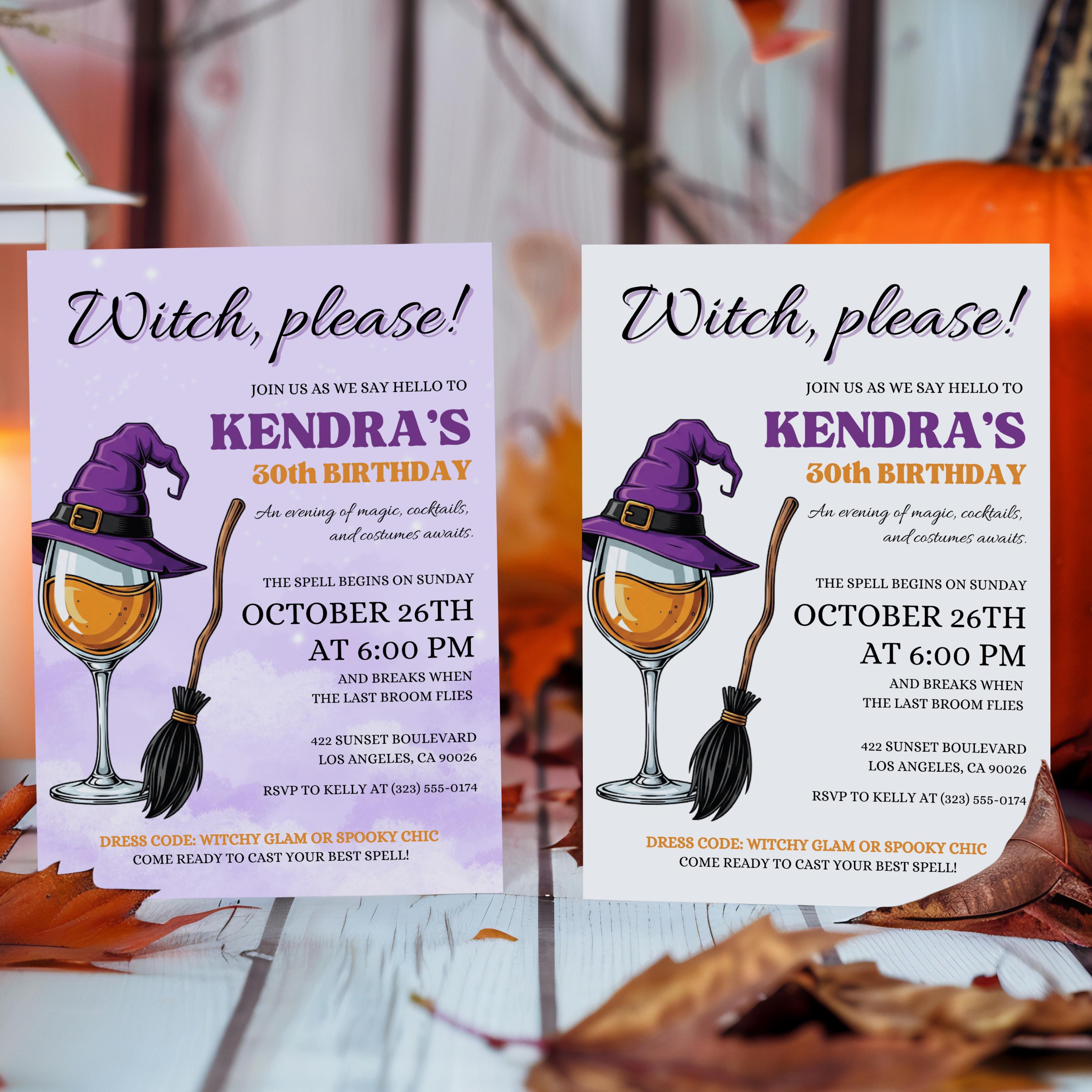 Editable Witch Please Birthday Invitation, Halloween Costume Party ...