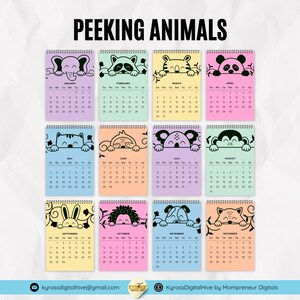 2025 Illustrated Animals Calendar Printable Cute 2025 Calendar 2025 ...