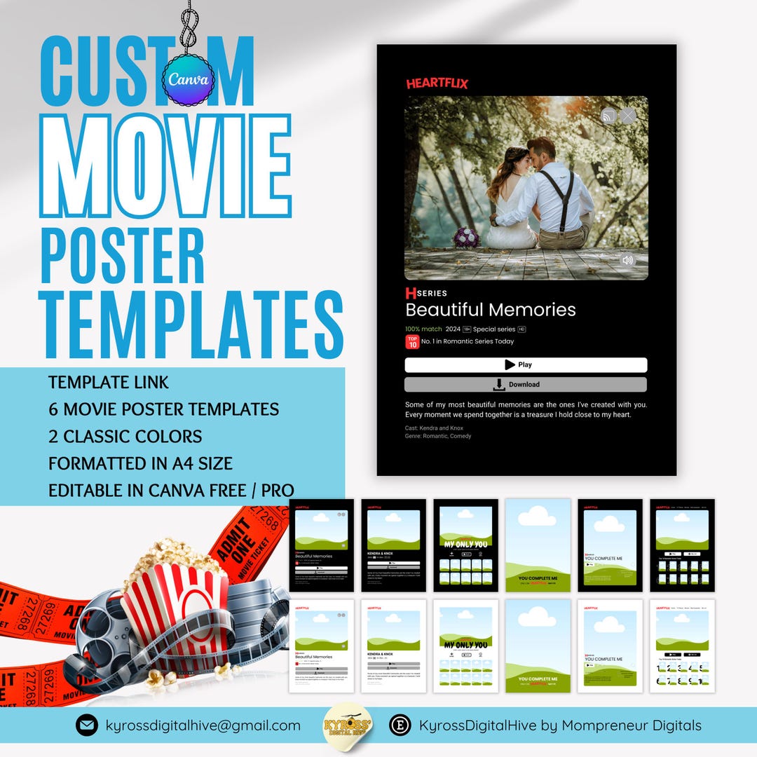 Customizable Movie Poster Templates: Netflix Inspired (canva PDF) - Etsy
