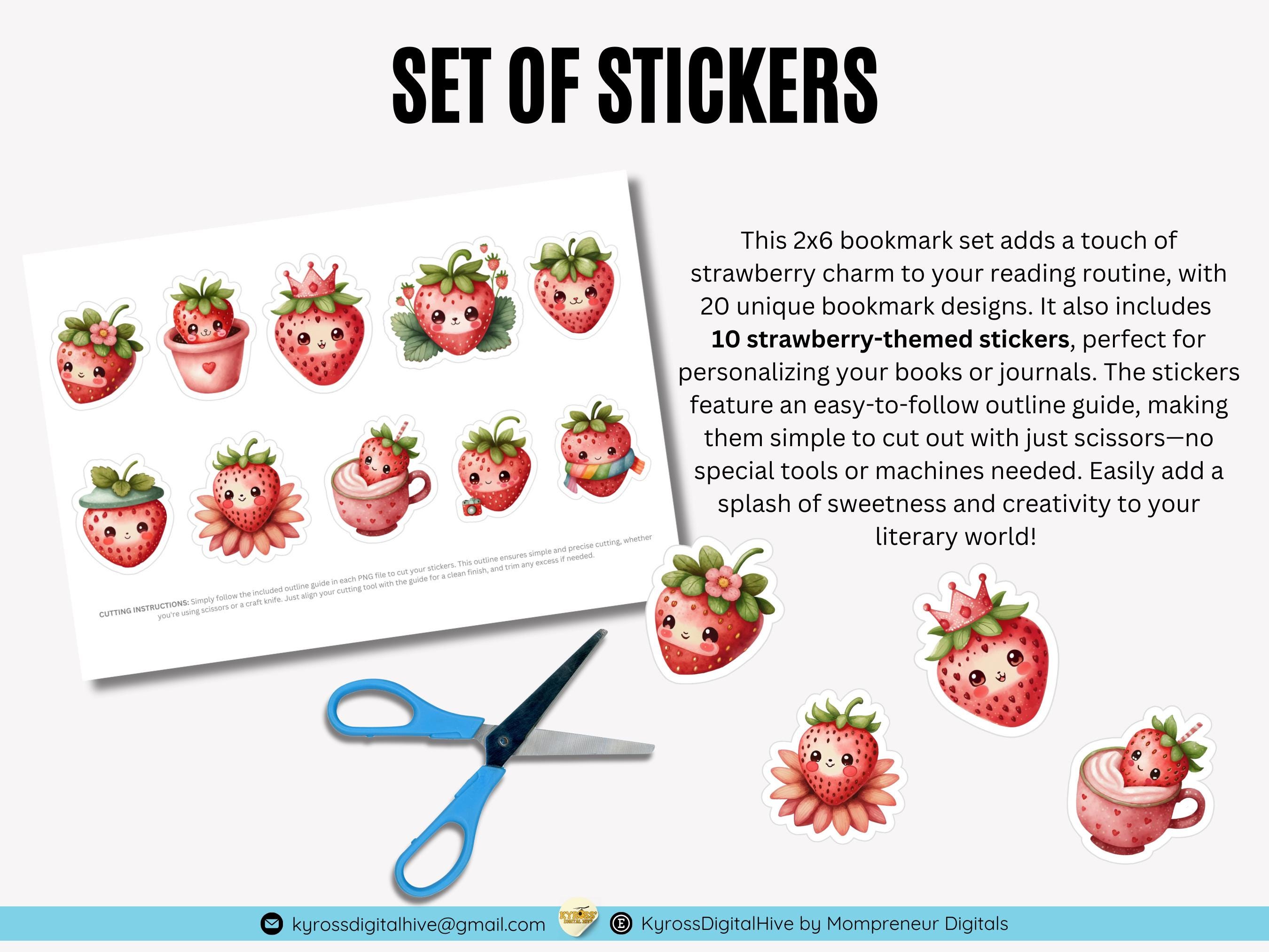 20 Strawberry Pattern Printable Bookmarks Watercolor Seamless ...
