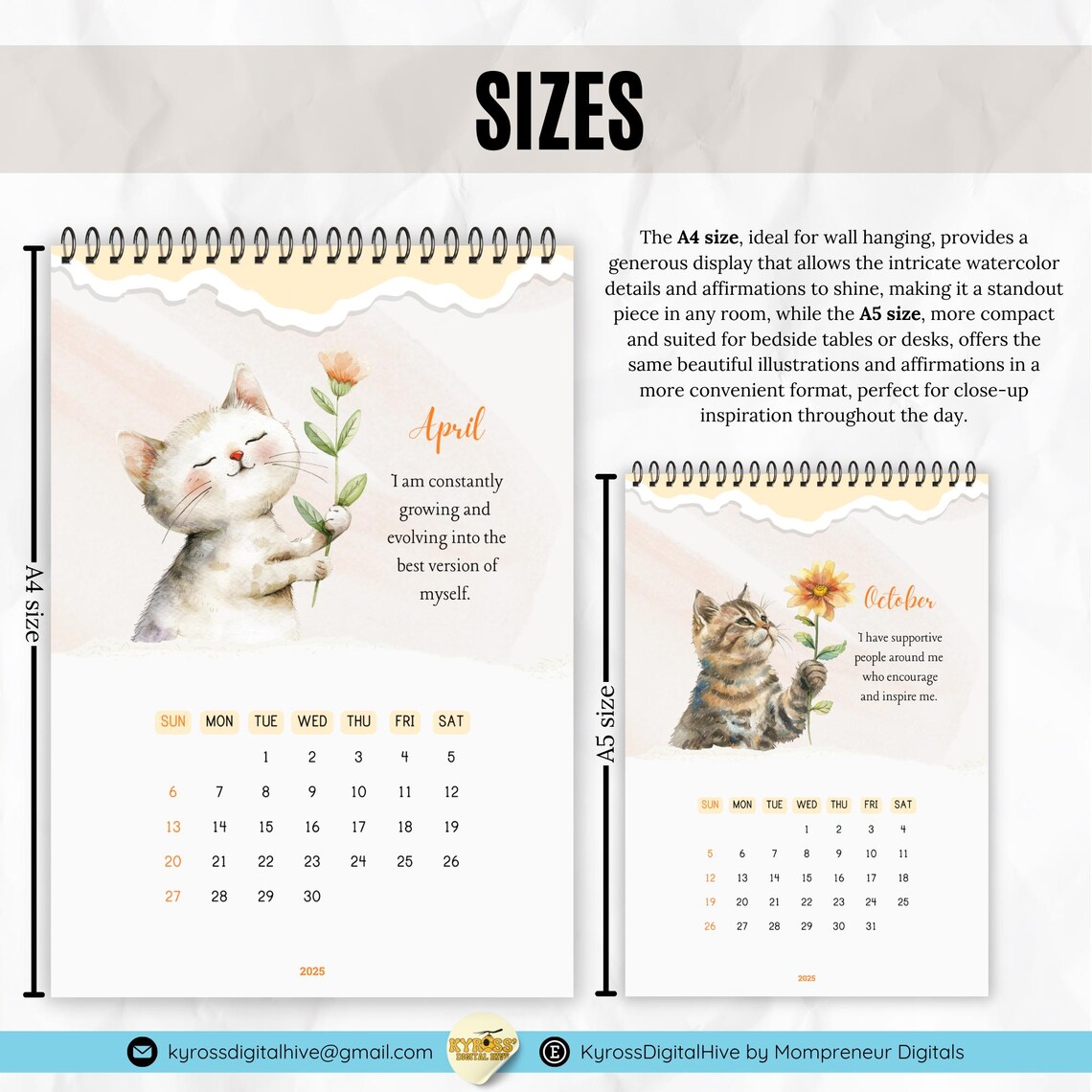 2025 Illustrated Cat Calendar Printable Aesthetic 2025 Calendar 2025 ...