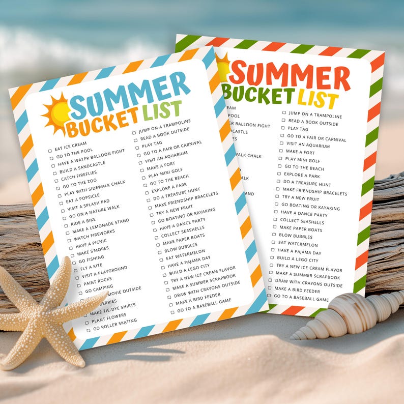 Customizable Summer Bucket List, Printable PDF and Editable Summer ...