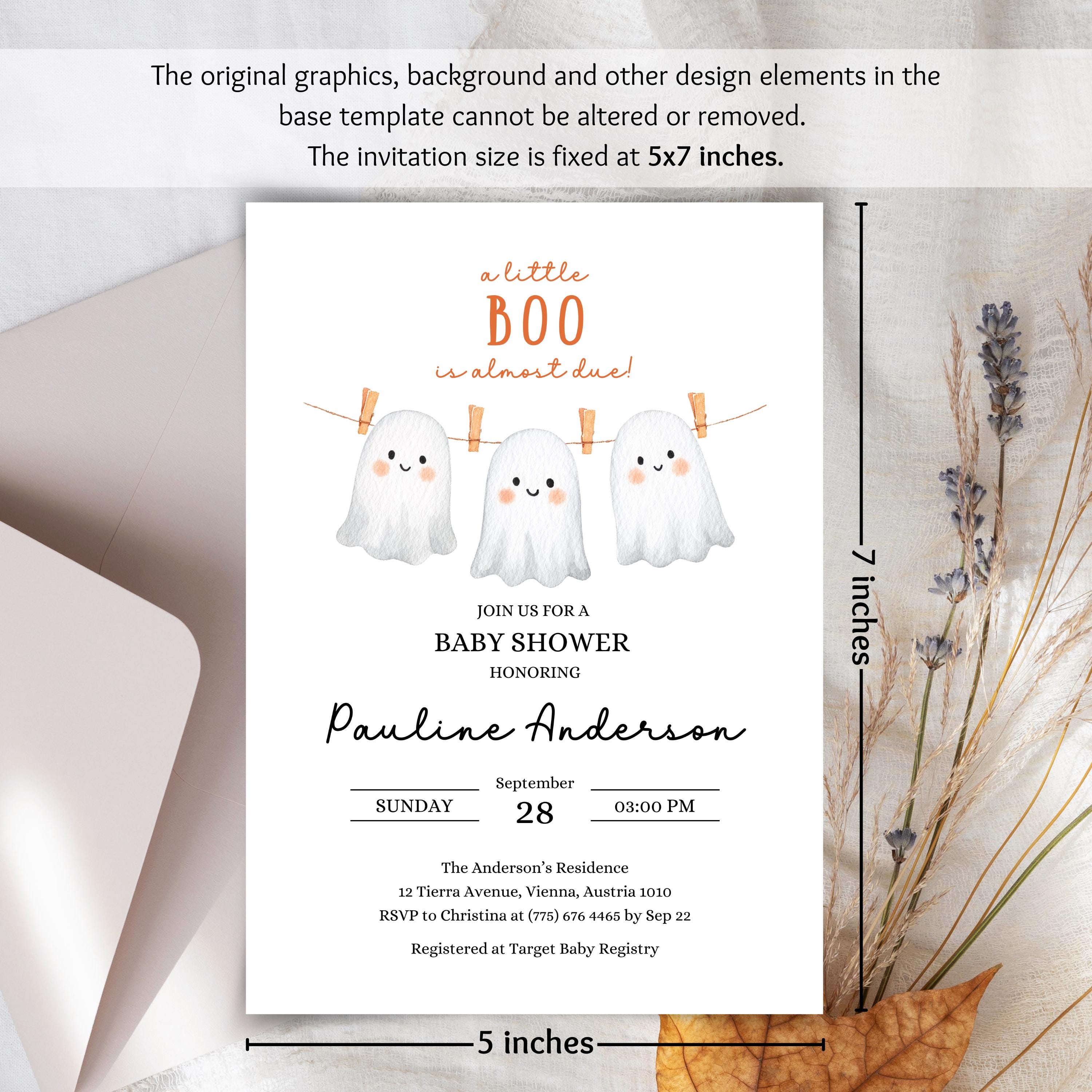 Editable A Little Boo is Almost Due Invite, Halloween Baby Shower ...