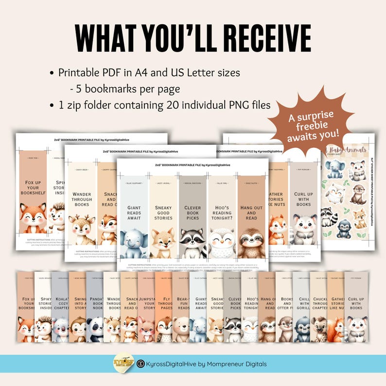 20 Woodland Animals Printable Bookmarks, Printable Bookmarks for Kids ...