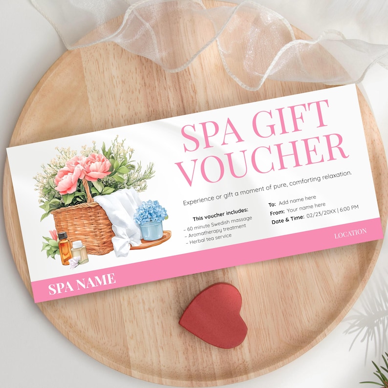 Editable Spa Day Voucher Template, Massage Gift Certificate ...