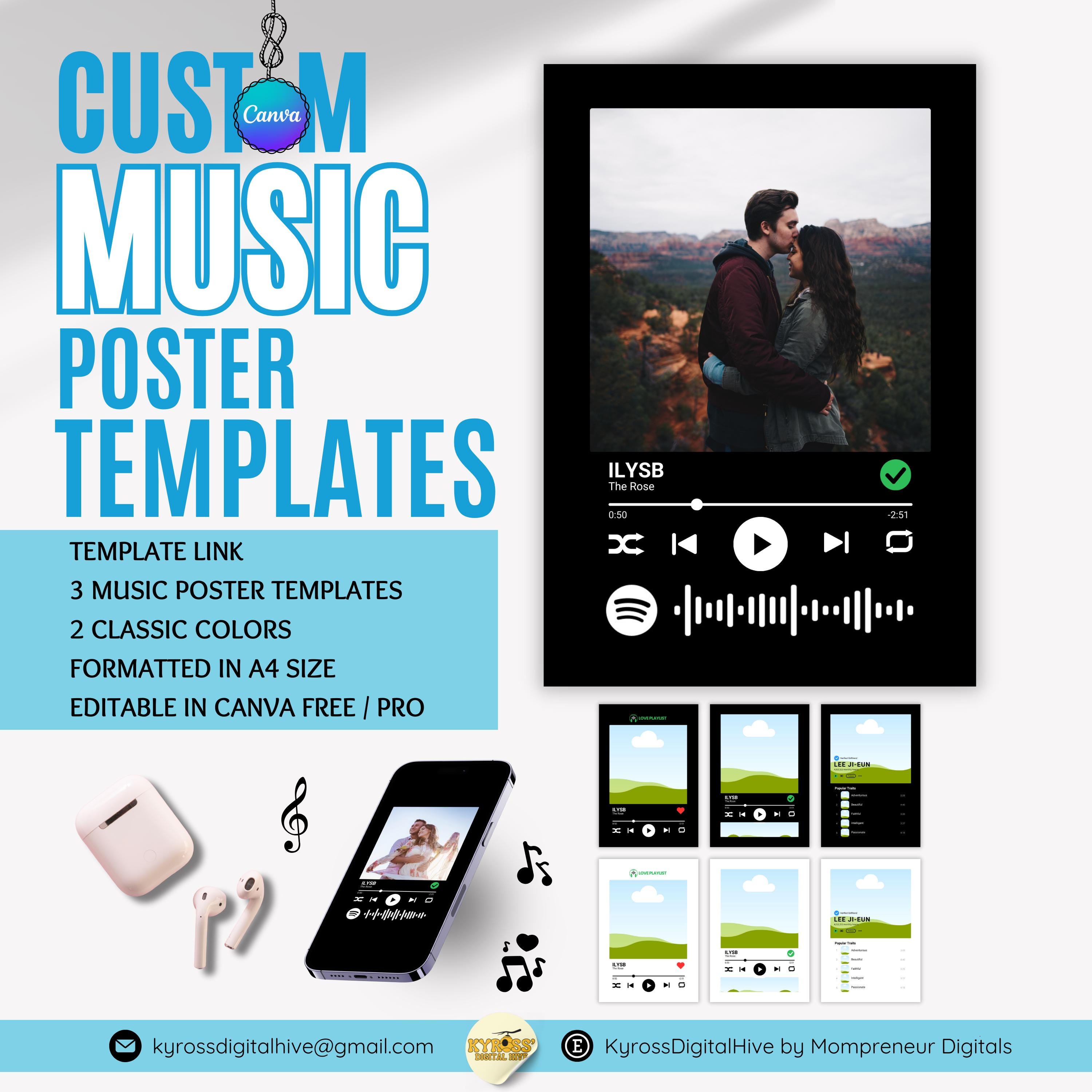 Customizable Music Player Canva Frame Templates | Editable Music Player ...