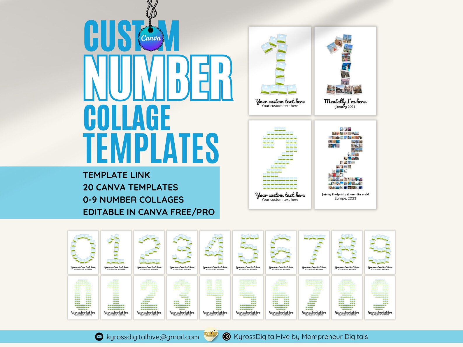 Customizable Number Collage Canva Frame Templates Editable Number ...