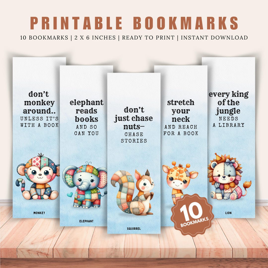 10 Patchwork Animals Printable Bookmarks, Patchwork Animals Printable ...