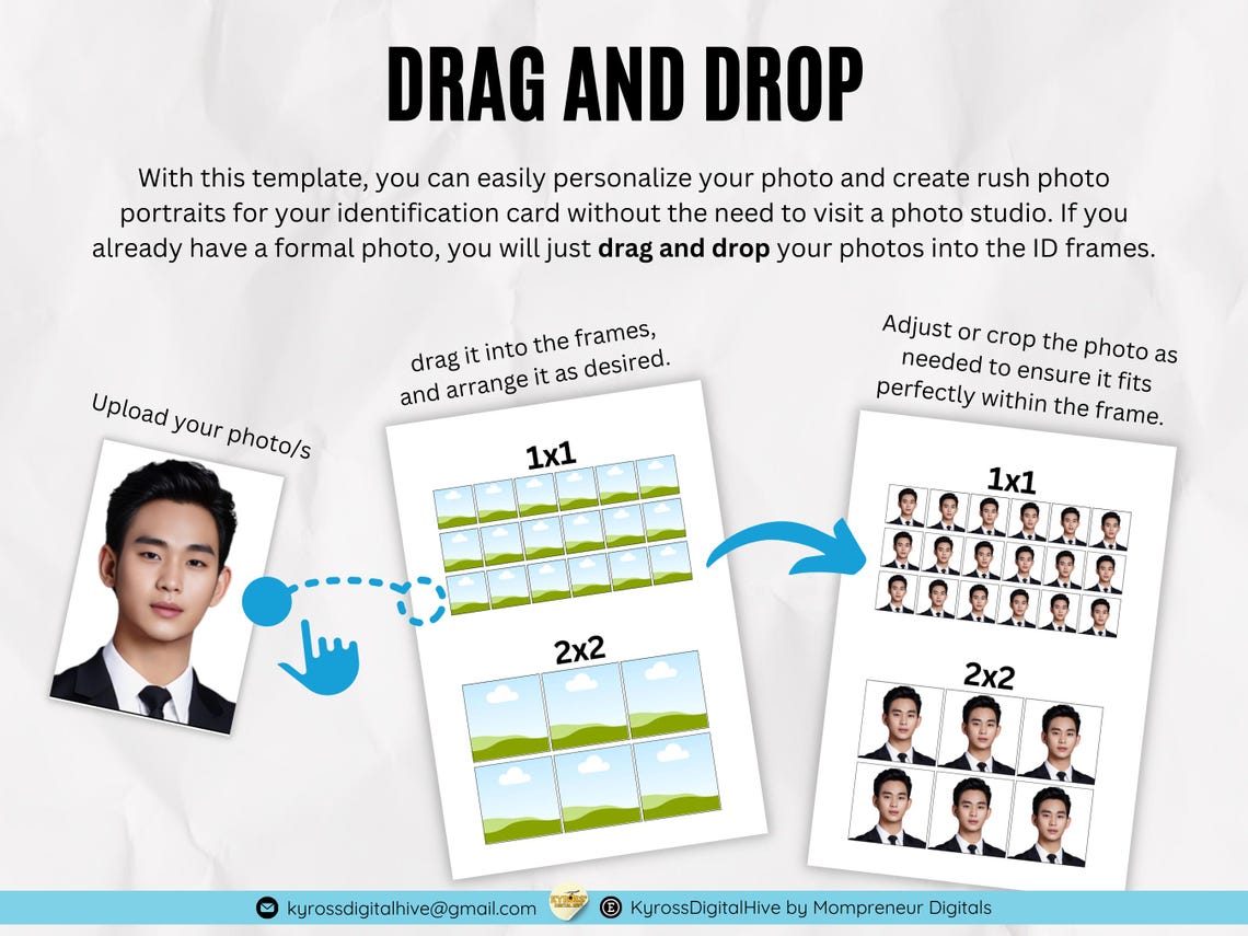 Customizable Rush ID and Portrait Photo Canva Frame Templates Editable ...