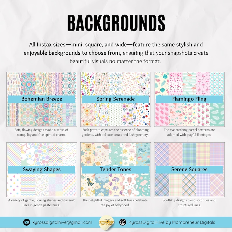 Customizable Instax Photo Frame Templates: Mini, Square, Wide (PDF) - Etsy