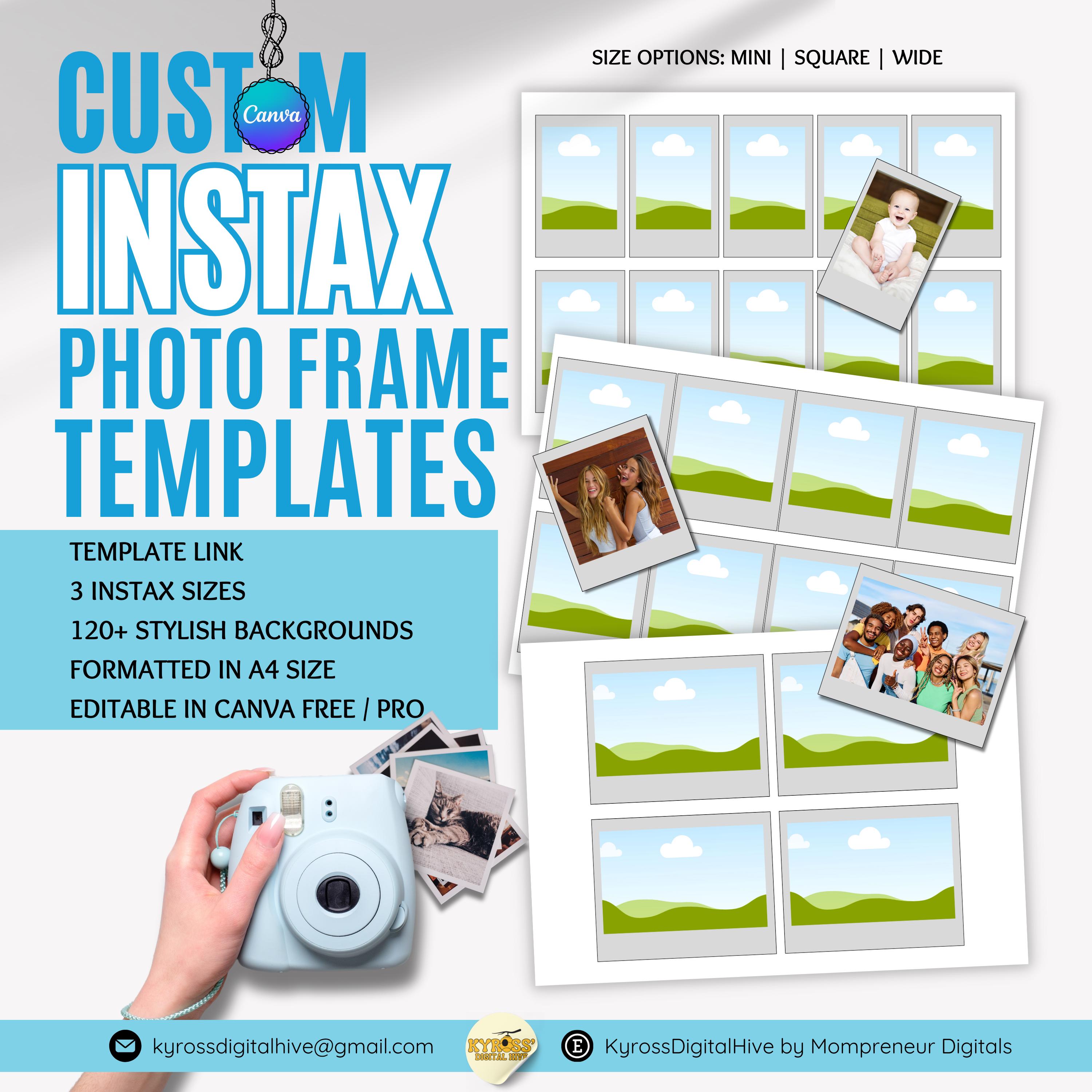 Customizable Instax Photo Frame Templates: Mini, Square, Wide (PDF) - Etsy