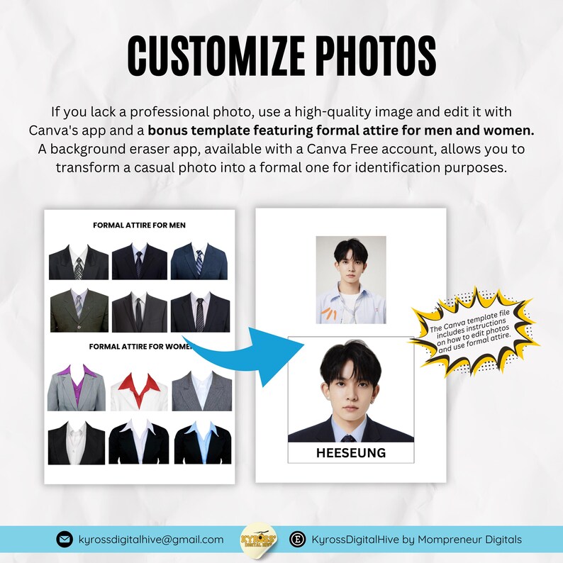 Customizable Rush ID and Portrait Photo Canva Frame Templates ...