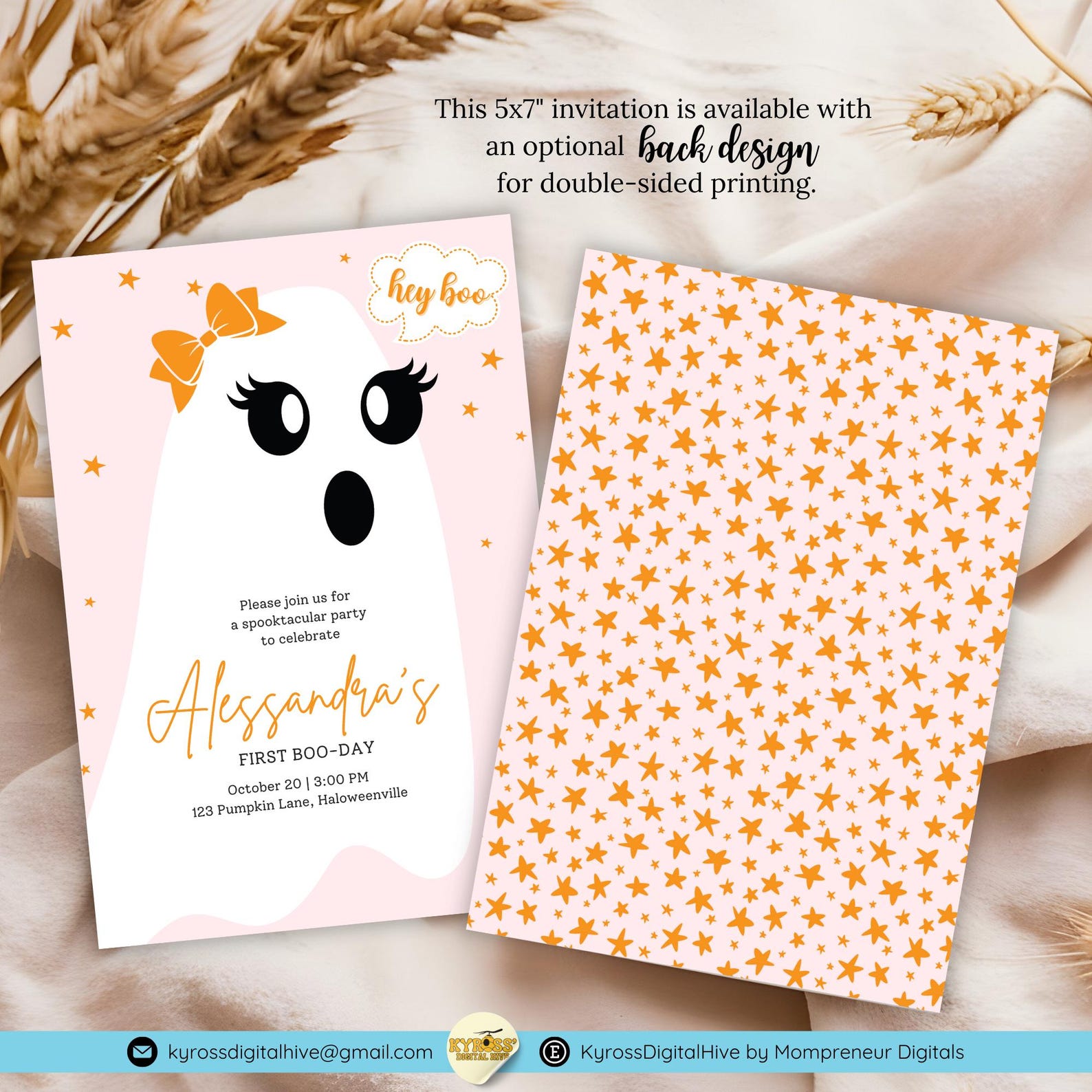 Customizable First Boo Day Invitation Halloween Ghost 1st Birthday ...