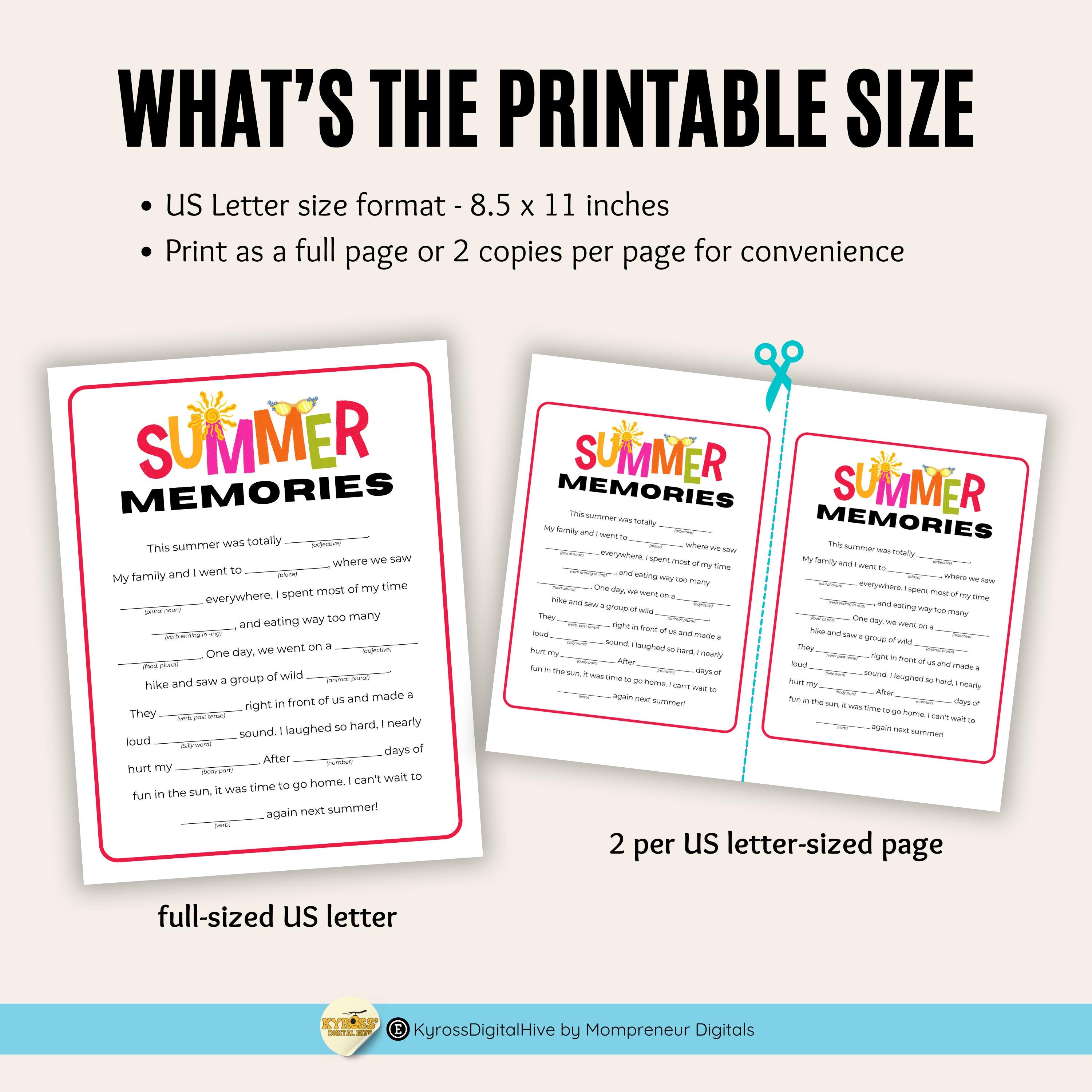 5 Printable Summer Mad Libs, Summer Mad Libs Activity Games, Summer Mad ...